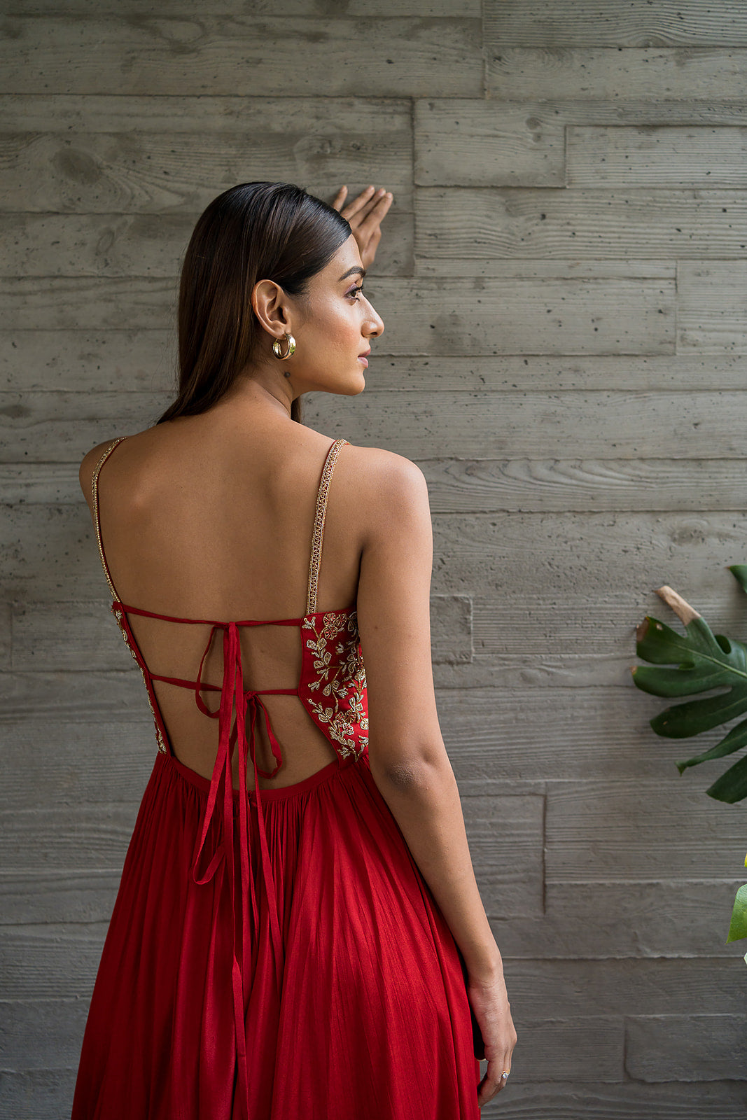 RED CORSET ANARKALI- EC-AK-PCH22-O5- Red – Easestudio